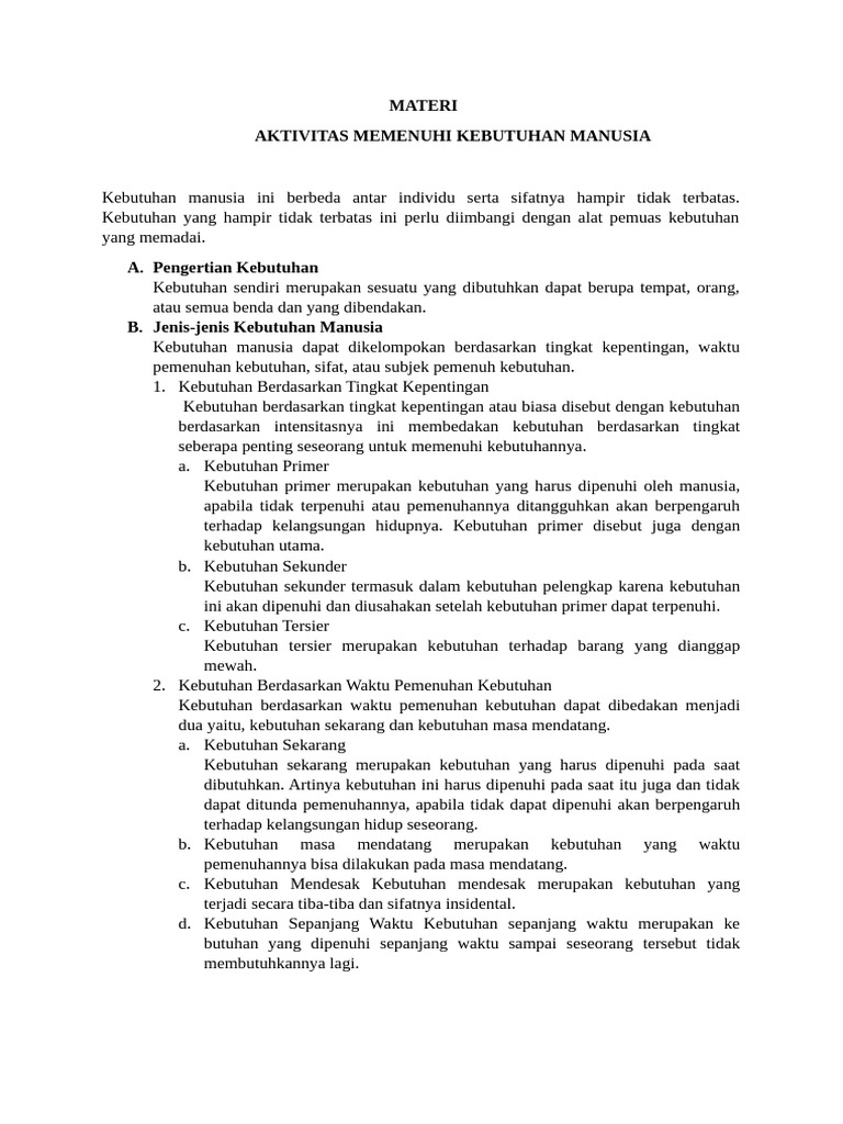 Memahami Kebutuhan Manusia | PDF