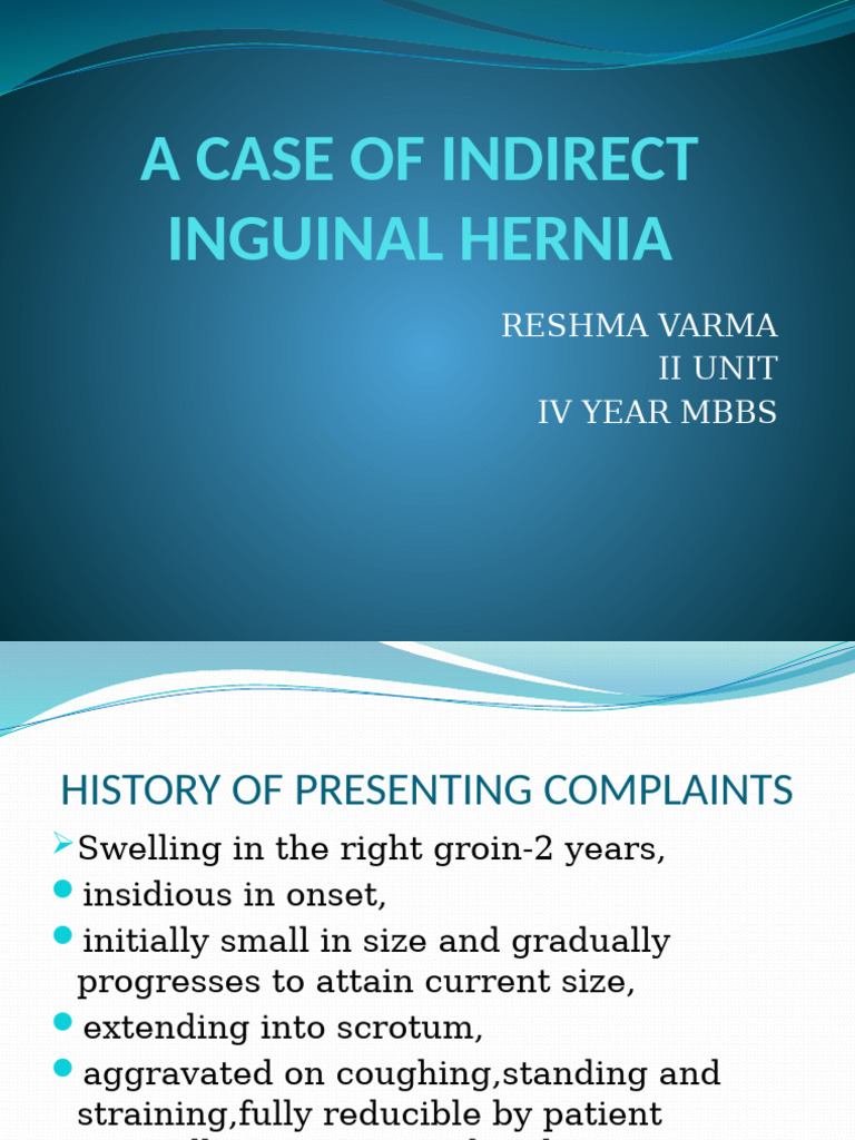 1.indirect Inguinal Hernia | PDF | Physical Examination | Edema