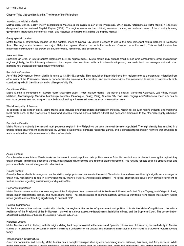 Metro Manila | PDF | Metro Manila | Manila