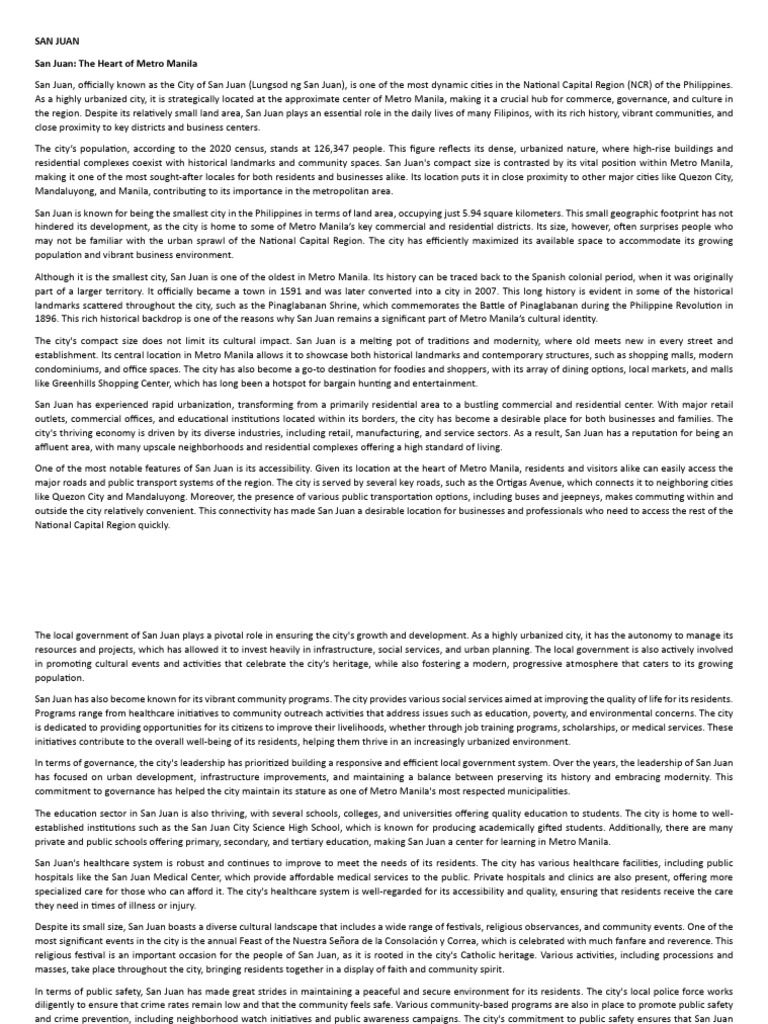 SAN JUAN | PDF | Manila | Metro Manila
