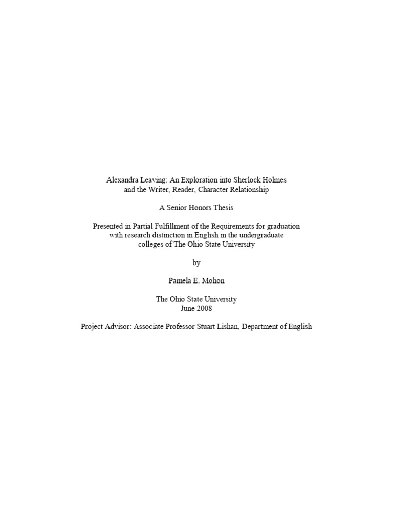 Alexandra Leaving_ An Exploration into Sherlock Holmes and the | PDF ...
