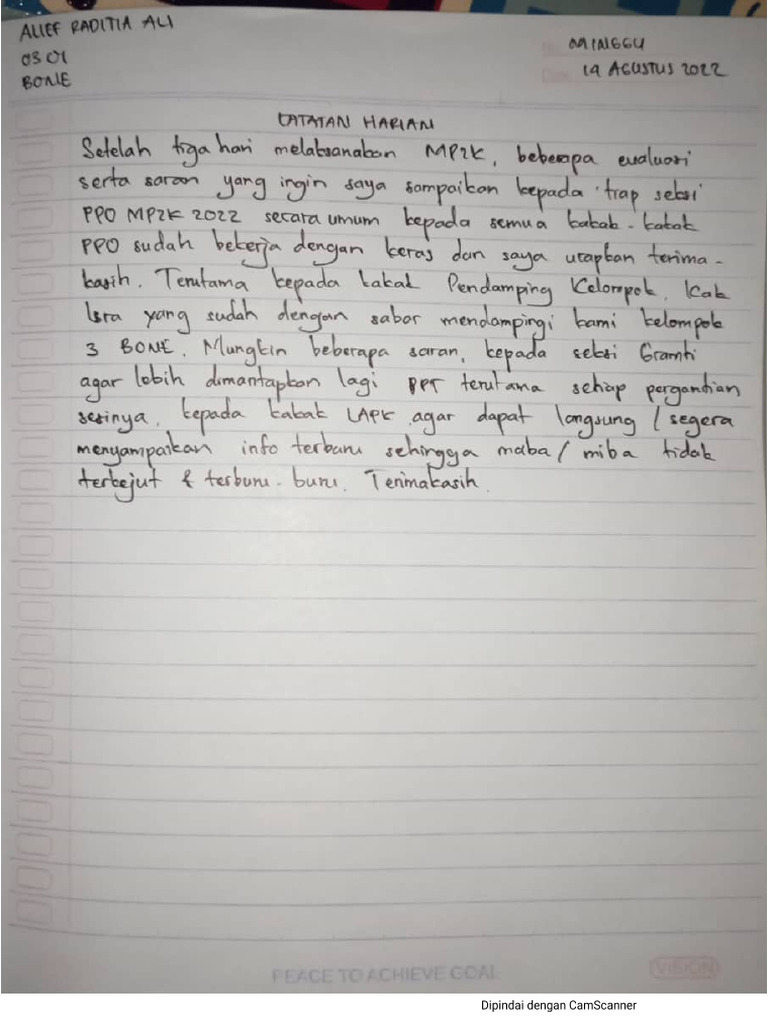 03.01 - Alief Raditia Ali - Catatan Harian Hari Ke-3 | PDF