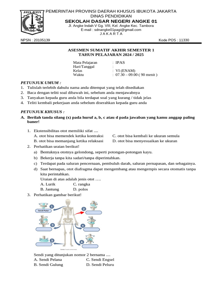 SAS 1 Kelas VI - IPAS - Fix | PDF
