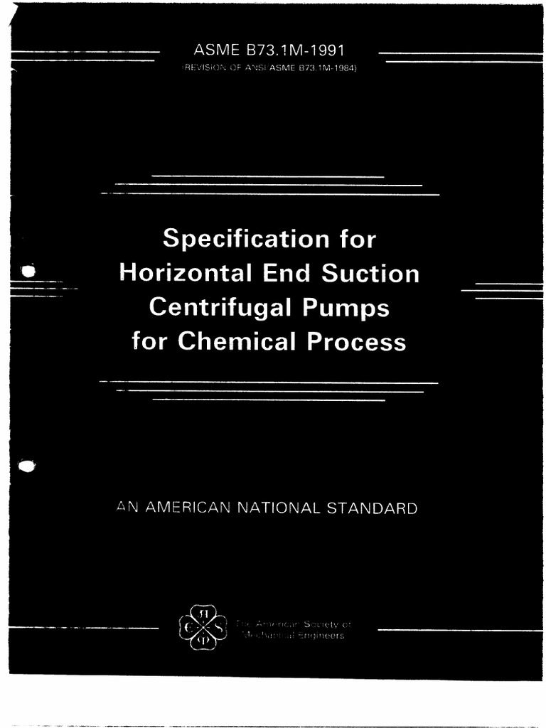 ANSI B73.1-1991 Specification For Horizontal End Suction Centrifugal ...