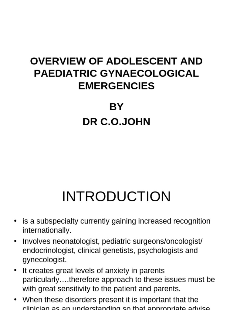 Pediatric Gynecological Emergencies Overview | PDF | Intersex | Human ...