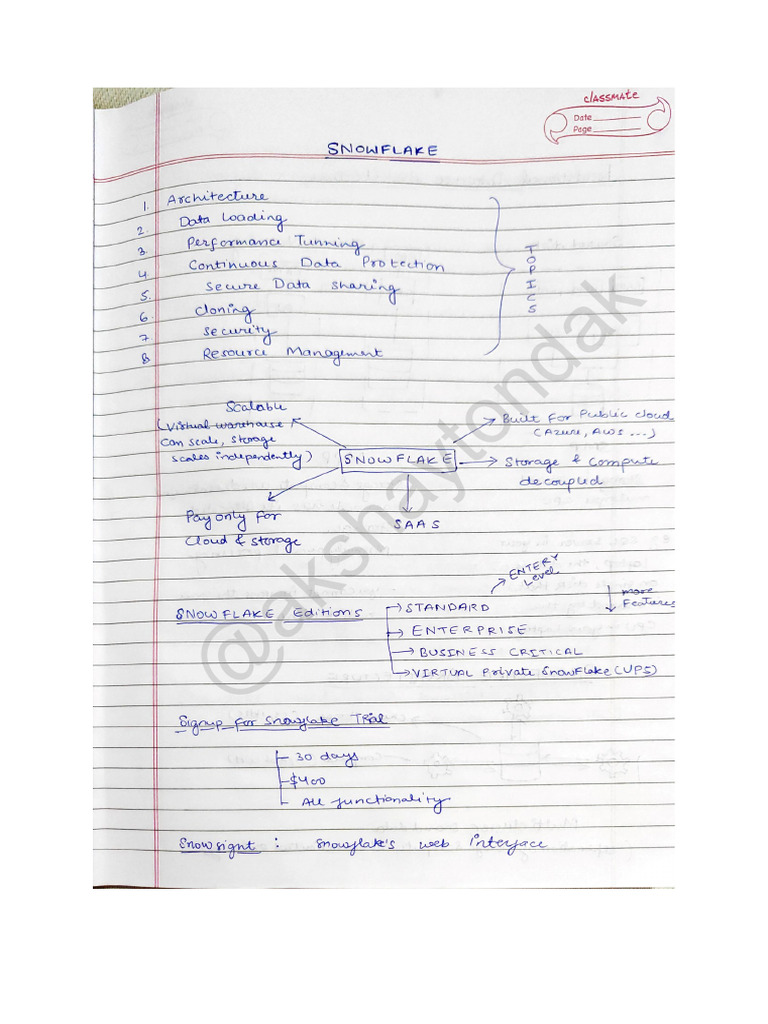 snowflake notes written | PDF