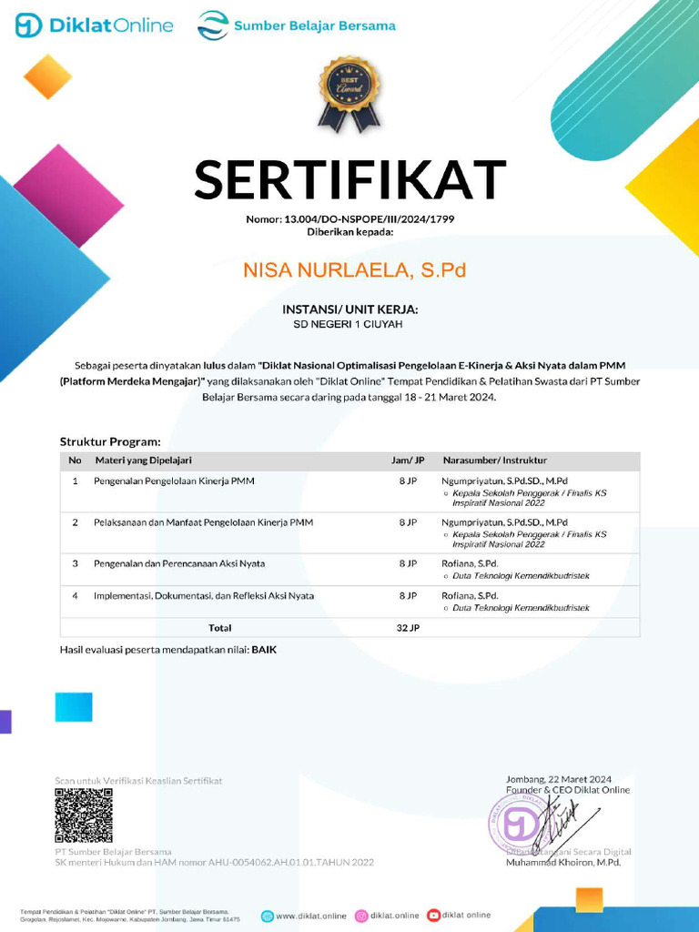 Sertifikat Nisa Nurlaela - 4 | PDF