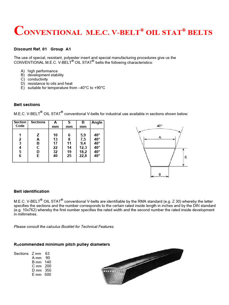 Dimensi v Belt | PDF | Belt (Mechanical) | Mechanical Engineering
