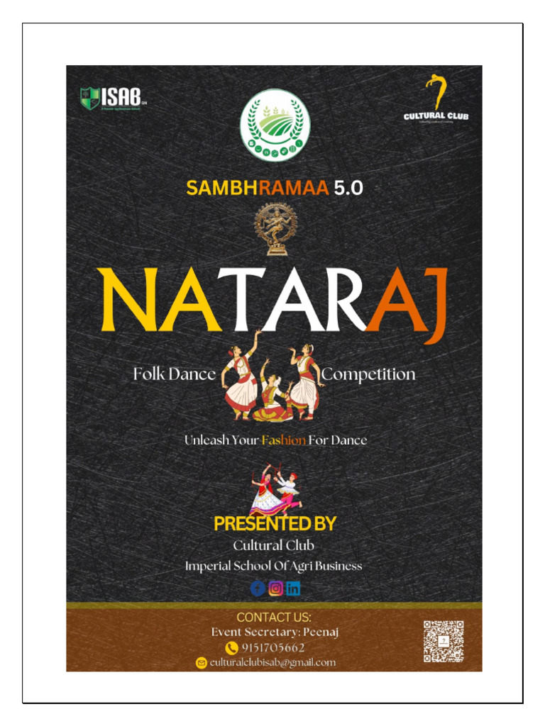 Cultural Club Nataraj Guidelines and Poster Sambhrama | PDF | Dances