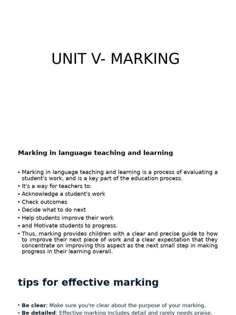 Unit v- Marking | PDF | Morphology (Linguistics) | Error