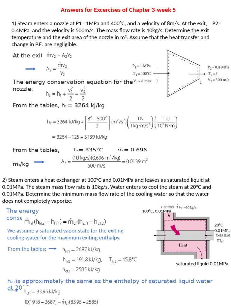 Exercises - Answers of ch3 (w5) | PDF | Heat Transfer | Steam