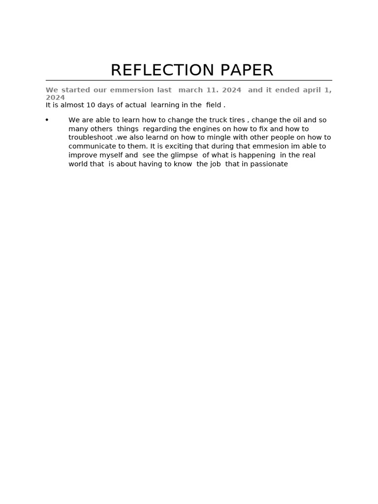 Reflection Paper | PDF