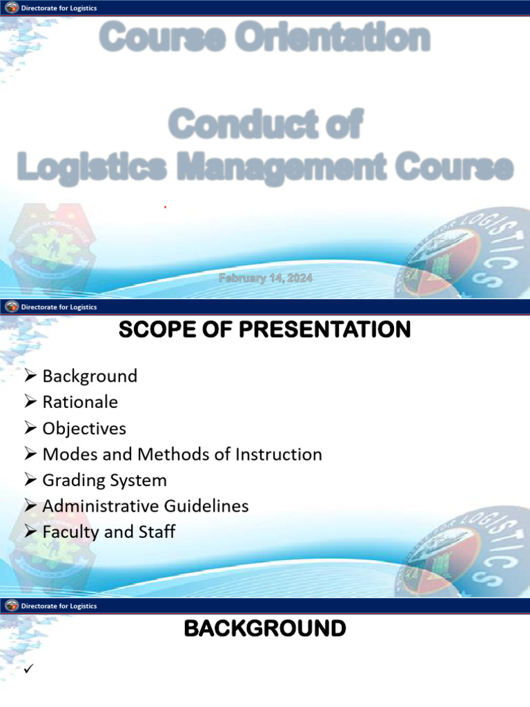 1. Course Orientation | PDF | Logistics
