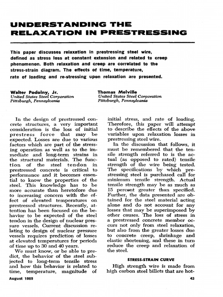 Understanding The Relaxation in Prestressing | PDF | Deformation ...