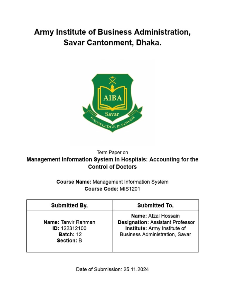 Mihir Term Paper MIS | PDF | Electronic Health Record | Computer Security