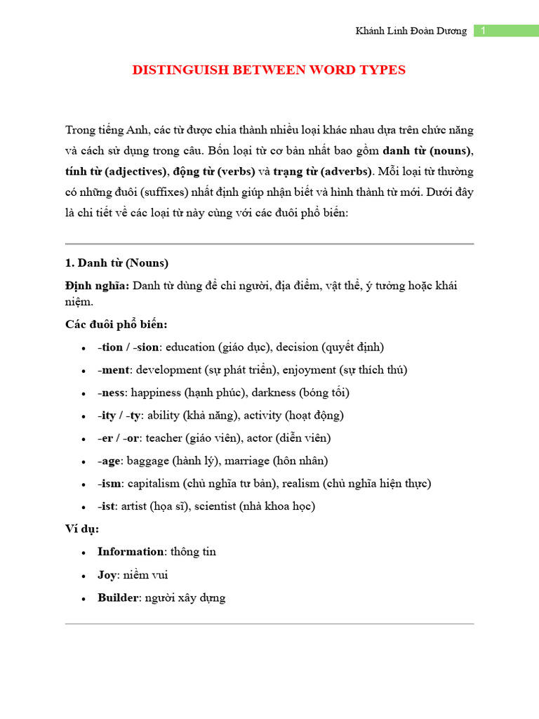 Distinguish Between Word Types | PDF