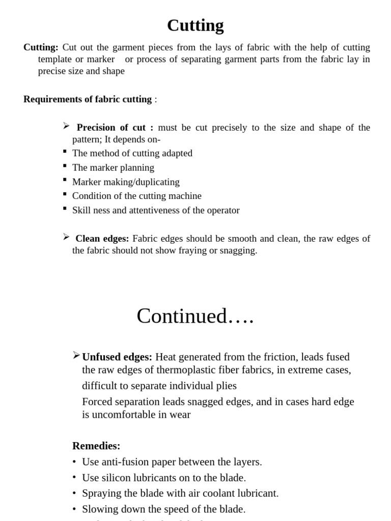 Fabric Cutting Techniques Overview | PDF | Blade | Knife