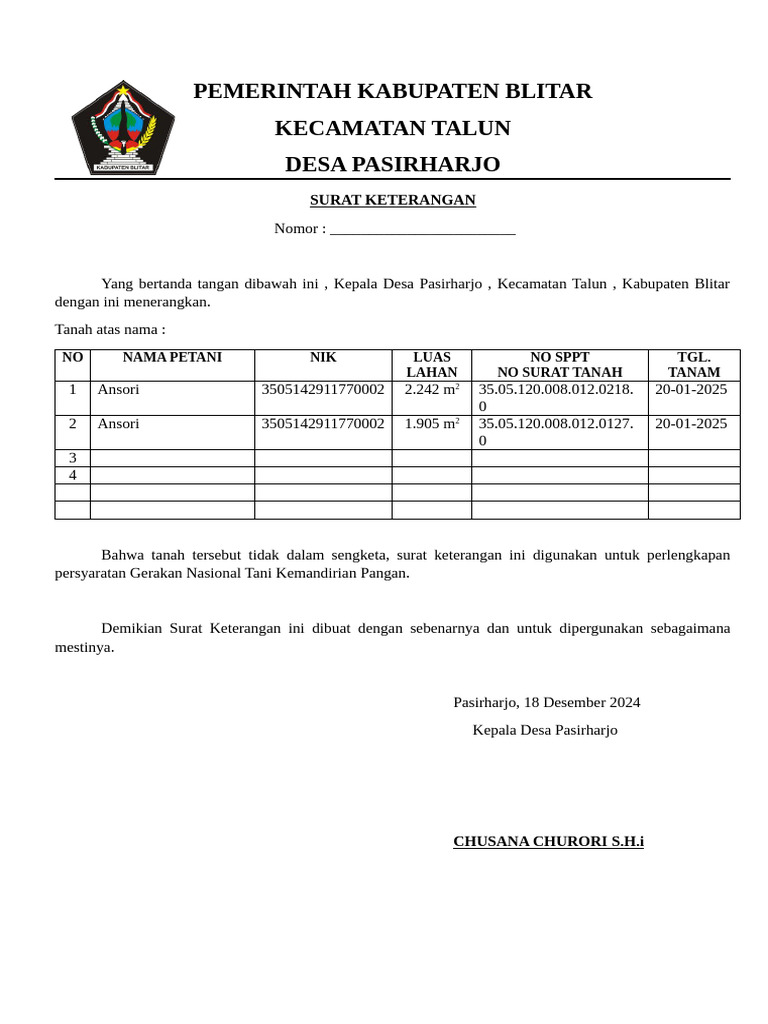 Mbak Indri Surat Keterangan Genta | PDF