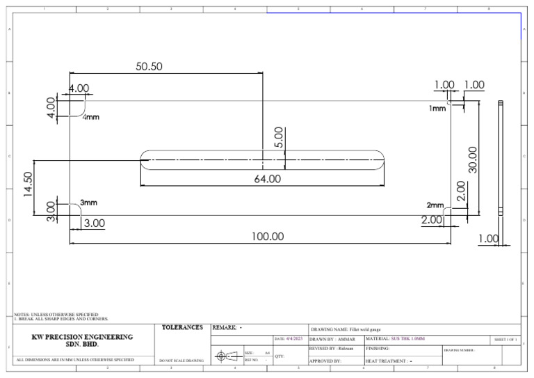 Fillet Weld Gauge Technical Drawing | PDF | Mechanical Engineering ...