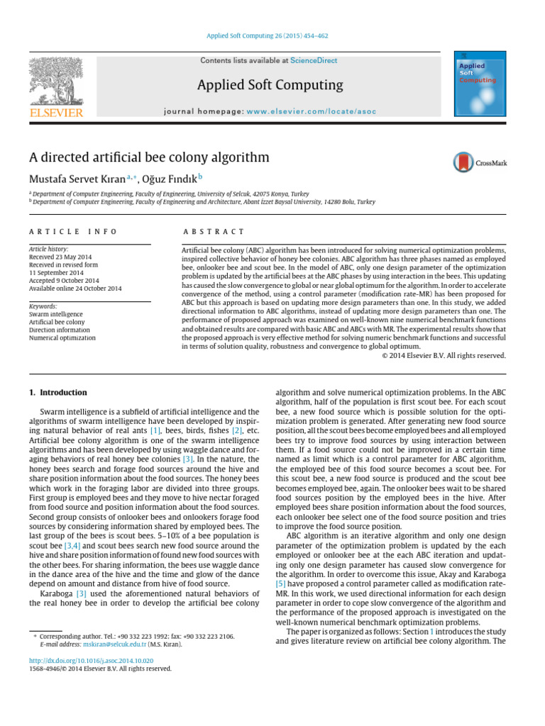 2015 Elsevier A Directed Artificial Bee Colony Algorithm | PDF