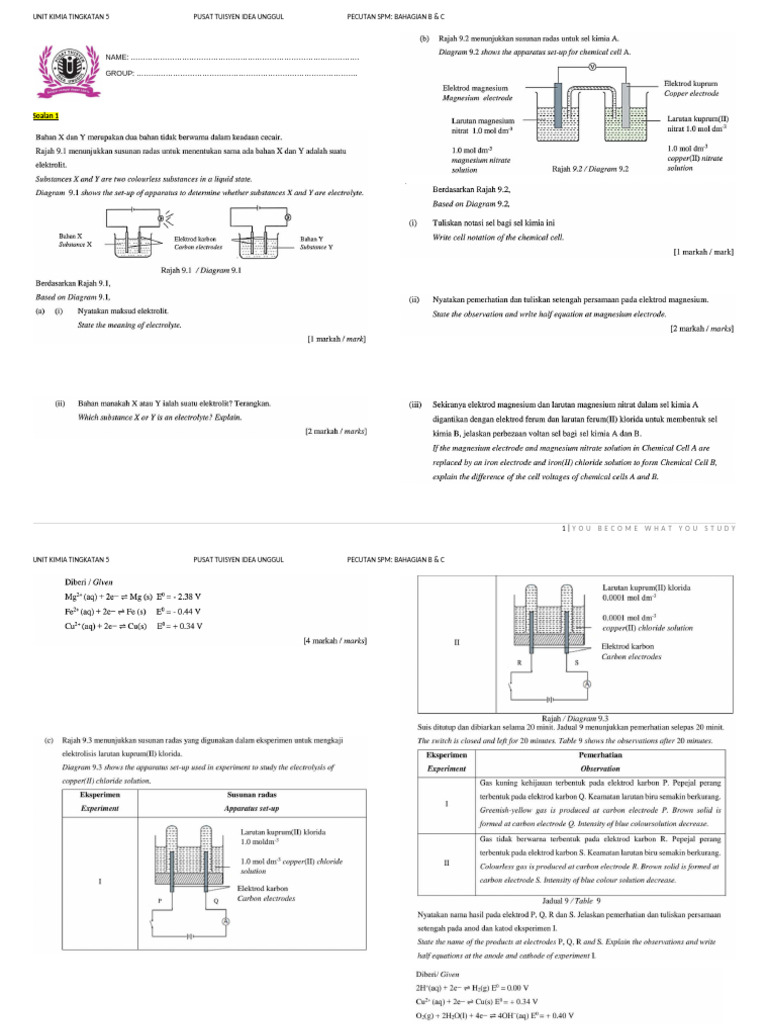 Pecutan SPM Kimia Contoh Soalan Bahagian B Dan C | PDF