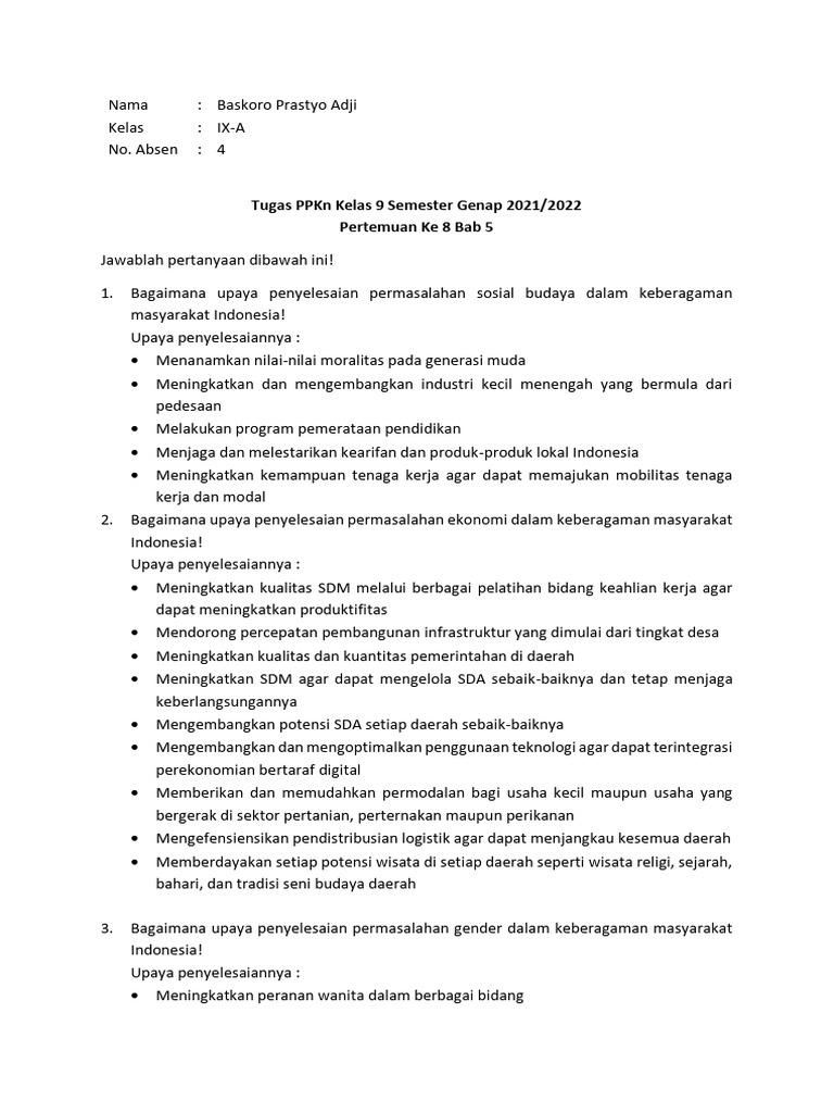 Nama_Kelas_No Absen_Tugas PPKn Bab 5 Pertemuan 8 | PDF