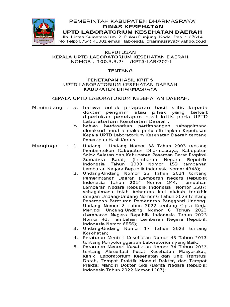 TKK 3.2 SK Penetapan Hasil Kritis | PDF