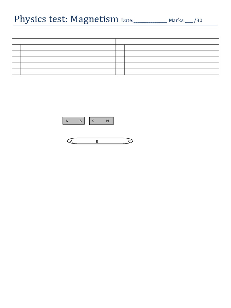 Magnetism Physics Test Questions | PDF