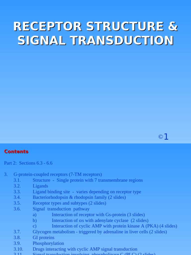 Receptor Structure and Signal Transduction (Cell Signalling) | PDF | Cell Signaling | Kinase