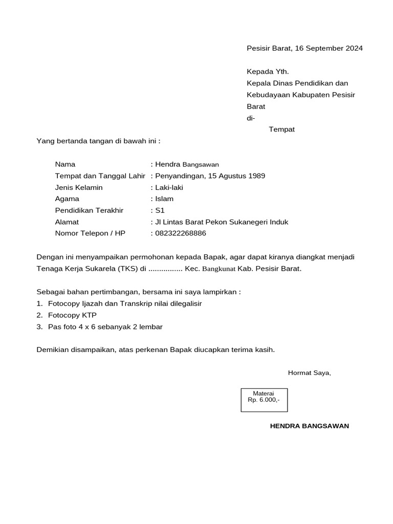contoh-surat-permohonan-tks-1 | PDF