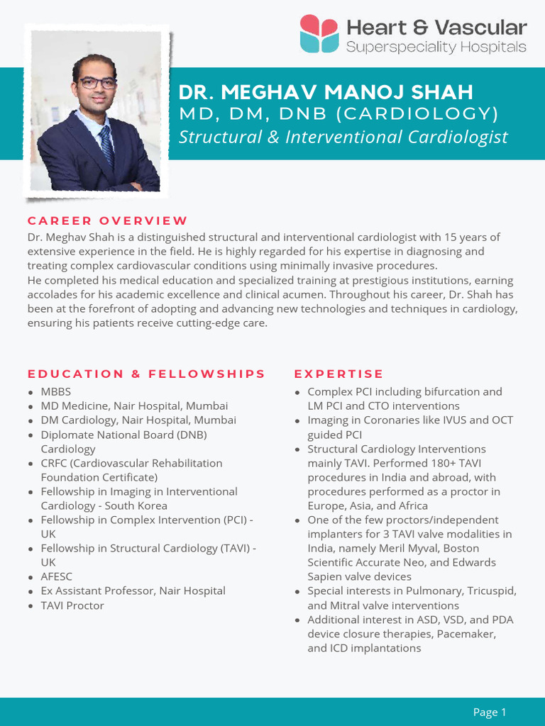 Dr. Meghav Shah (1) | PDF | Cardiology | Percutaneous Coronary Intervention