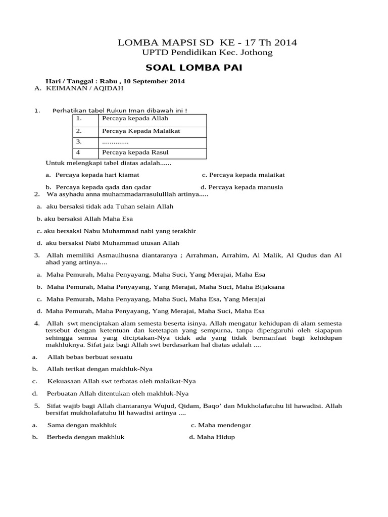 Lomba Mapsi SD 60 | PDF