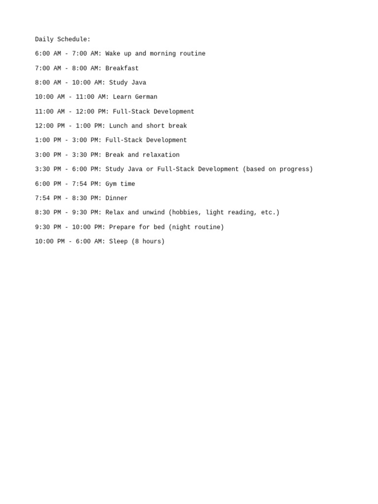 Daily Schedule | PDF