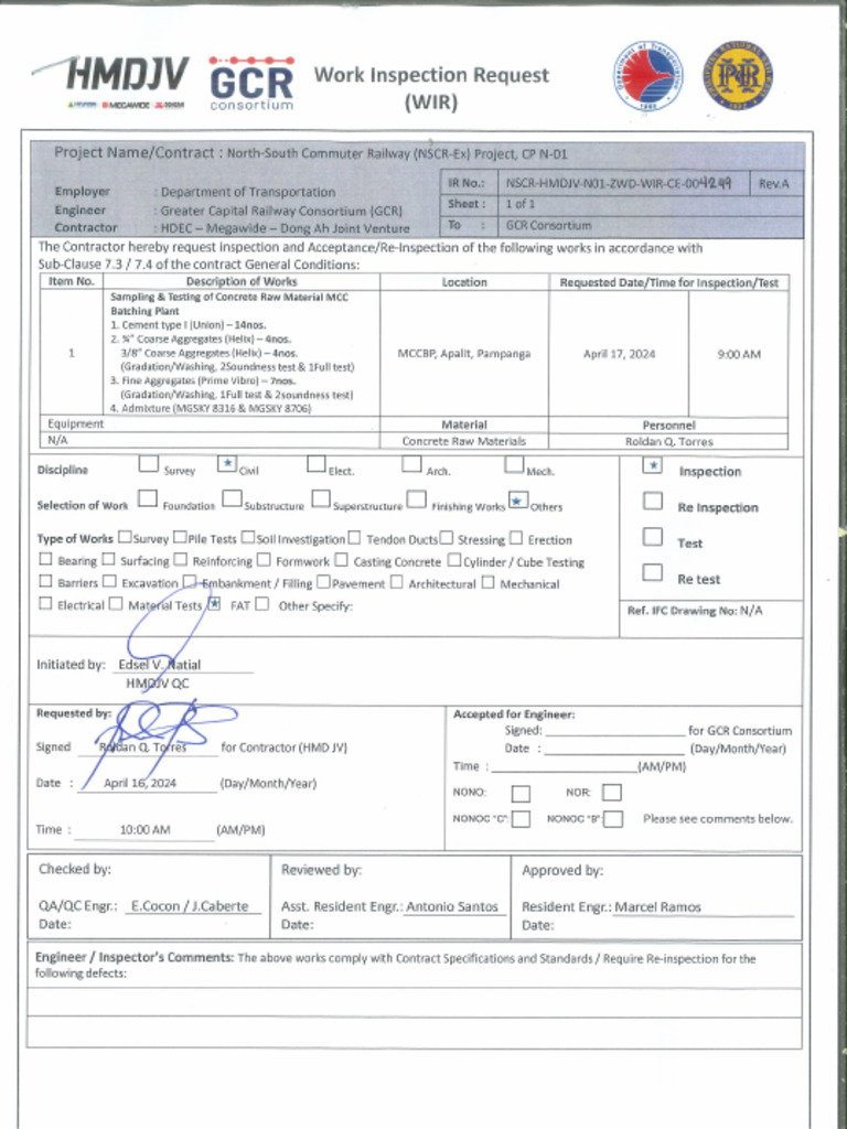 MCC Sampling of Concrete Raw Materials. | PDF