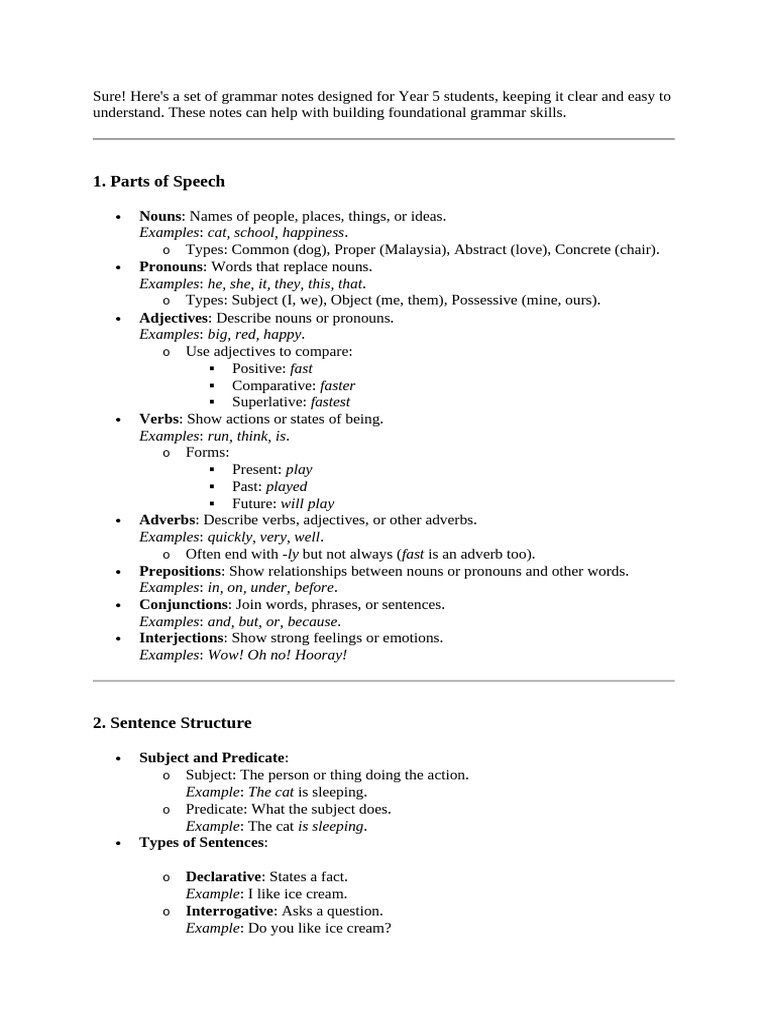 Grammar Notes | PDF | Adverb | Adjective