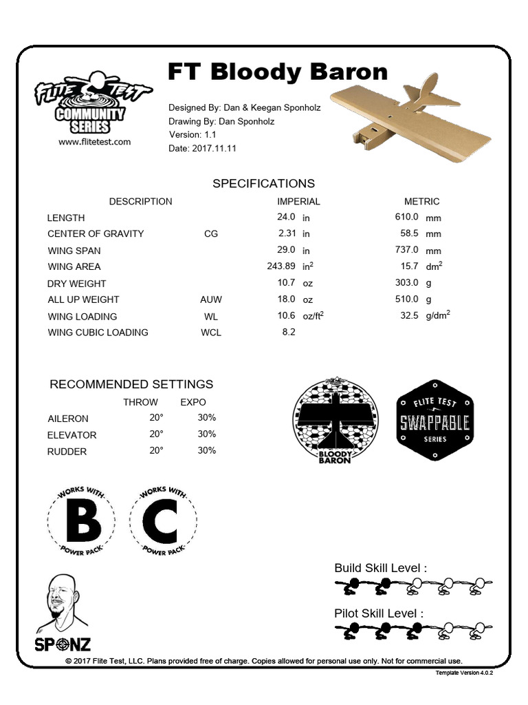 FT Bloody Baron V1.1 Plans | PDF | Aviation | Flight