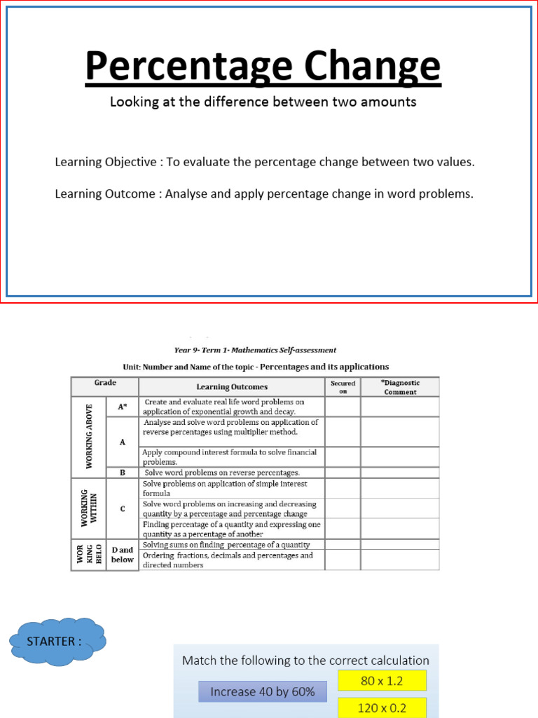 Percentage change | PDF | Percentage