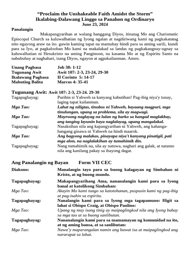 Proclaim The Unshakeable Faith Amidst The Storm.1 | PDF