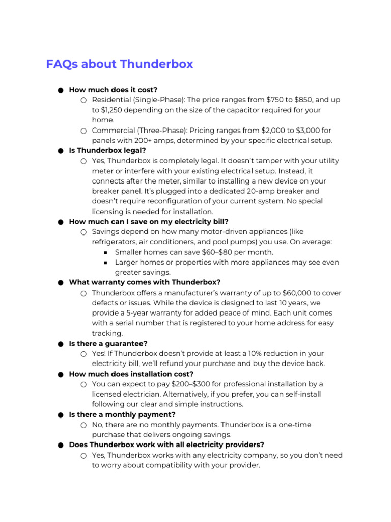 FAQs About Thunderbox | PDF | Solar Panel | Electrical Engineering