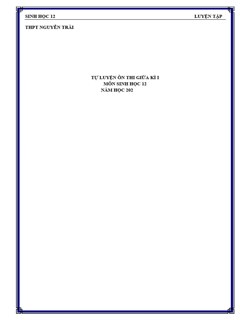 Sinh 12_on Tap Thi Giua Ki - Gui Hs(Đa) | PDF