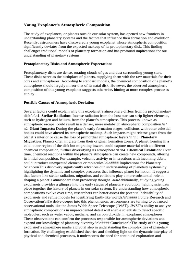 Young Exoplanet's Atmospheric Composition | PDF | Atmosphere | Exoplanet