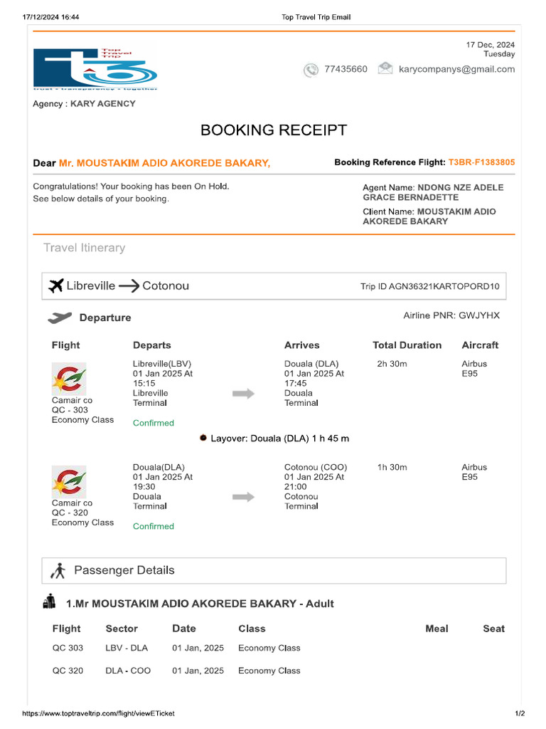 Billet Bakary 2 | PDF