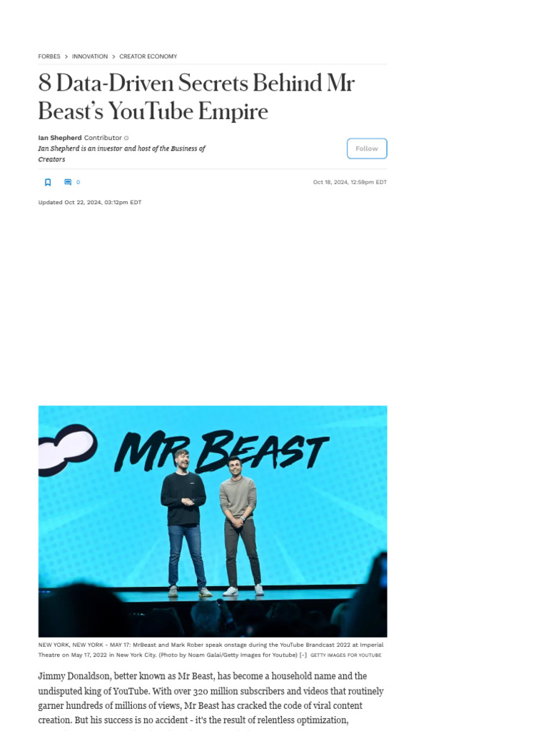 8 Data-Driven Secrets Behind Mr Beast’s YouTube Empire | PDF | You Tube