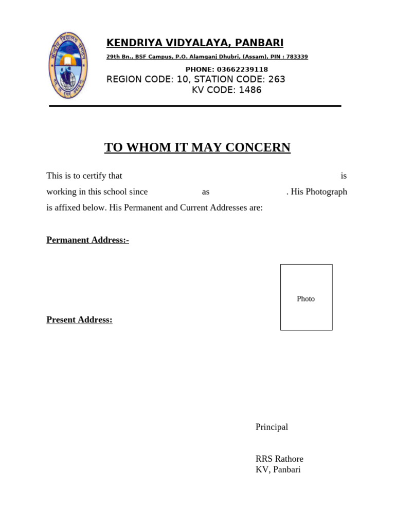 KV Panbari Certification Document | PDF