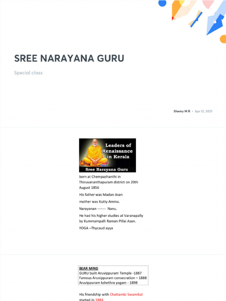 SREE NARAYANA GURU No Anno | PDF