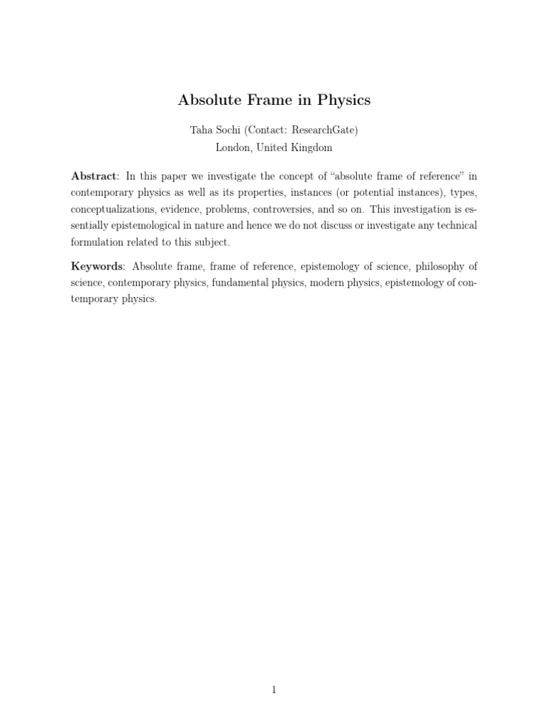 Absolute Frame in Physics | PDF | Mechanics | General Relativity