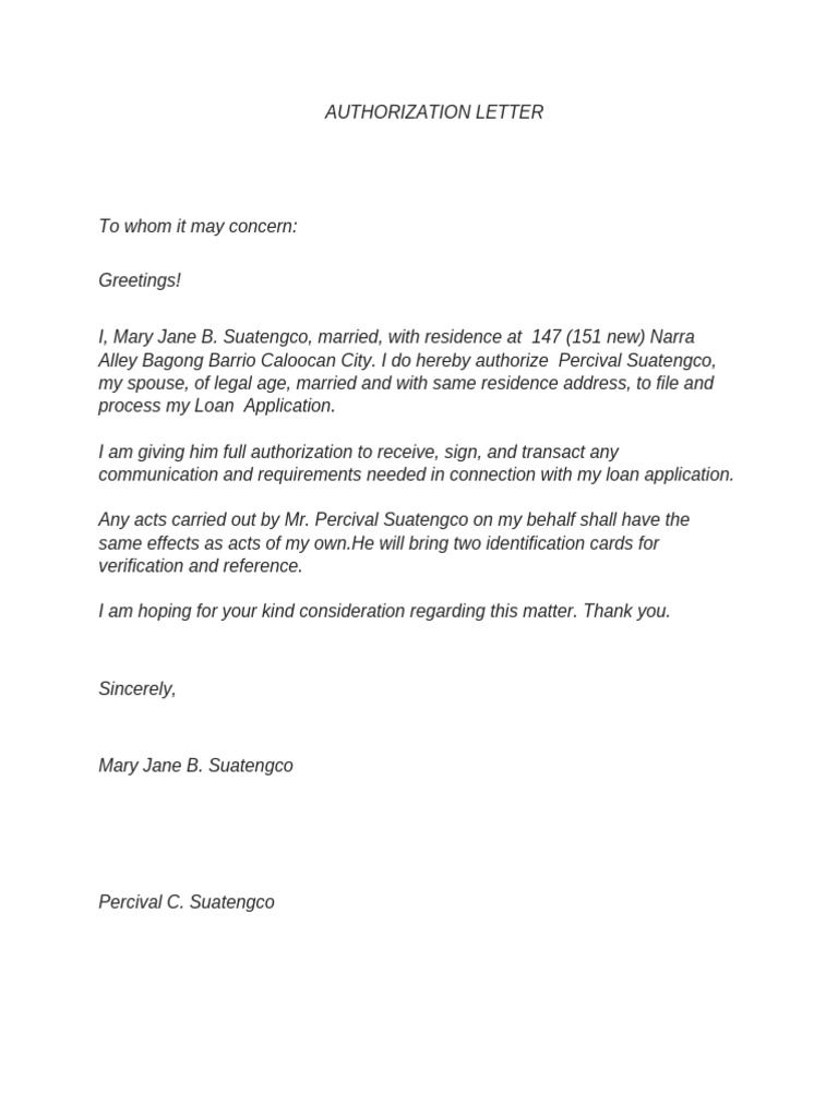 Sss Authorization Letter | PDF