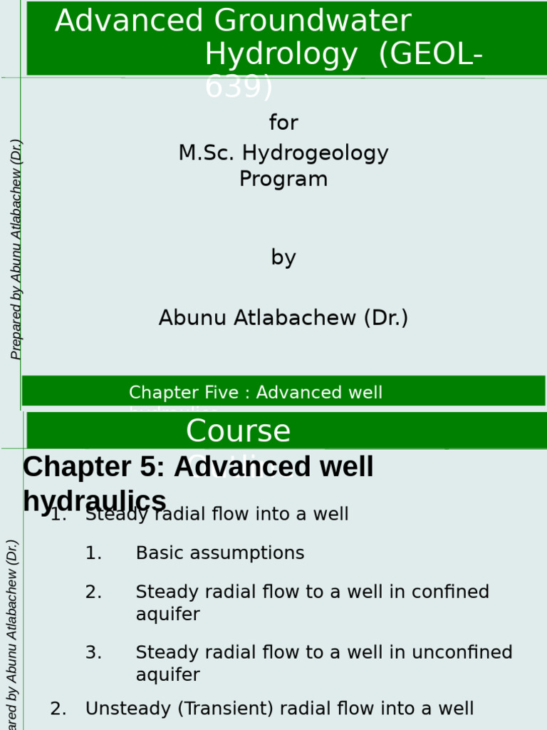 Chapter 5 Advanced Well Hydraulics | PDF | Aquifer | Hydrology