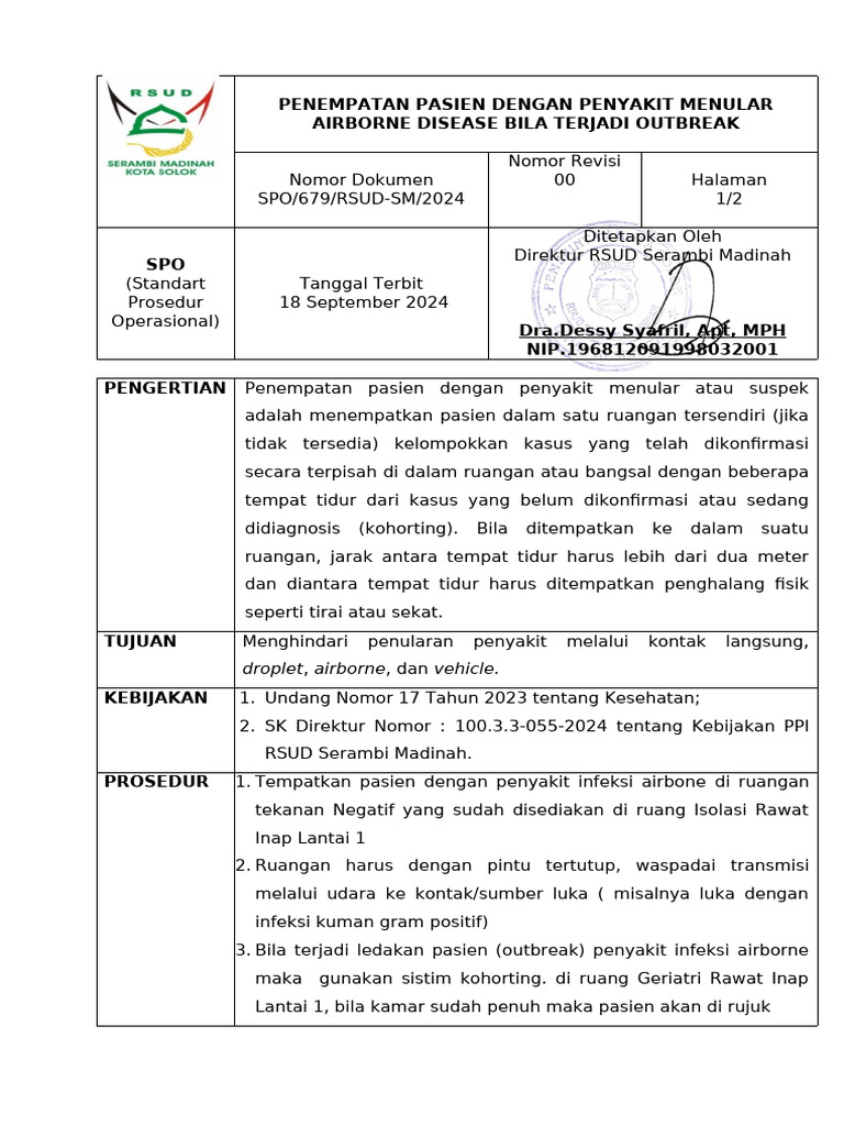 SPO_Penempatan_pasien_KLB_airborne_disease[1] | PDF