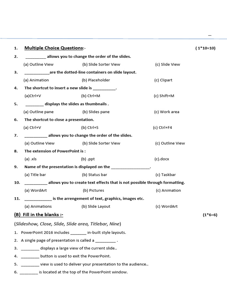 Class 4 Computer Sample Paper | PDF | Microsoft Power Point | Computing